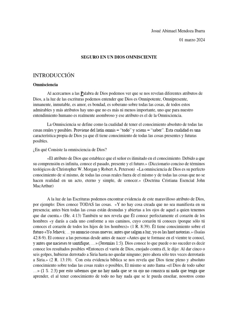 La Omnisciencia de Dios en la Biblia | PDF | Dios | Salmos