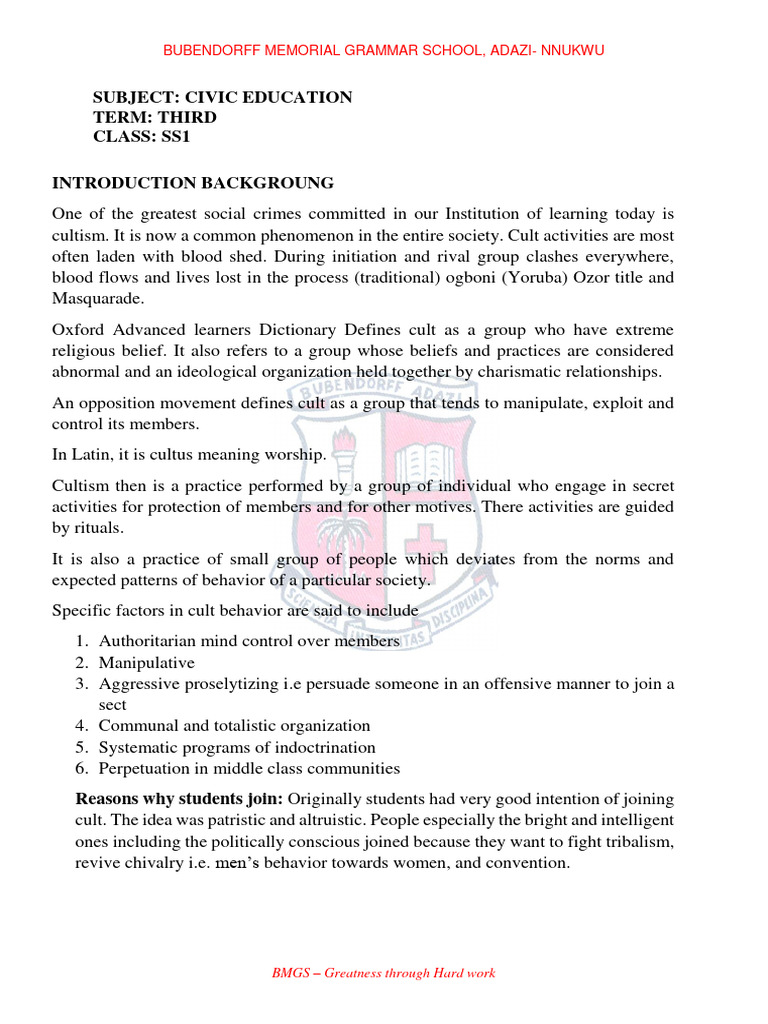 Civic ss1 | PDF | Social Psychology