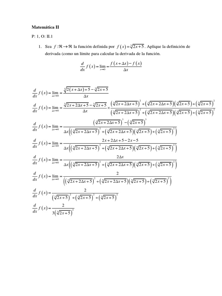 Derivadas y Sistemas de Ecuaciones en Matemática II | PDF ...