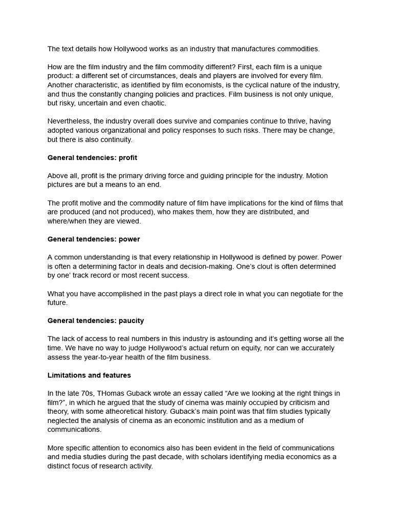03 How Hollywood Works | PDF | Economics | Political Economy