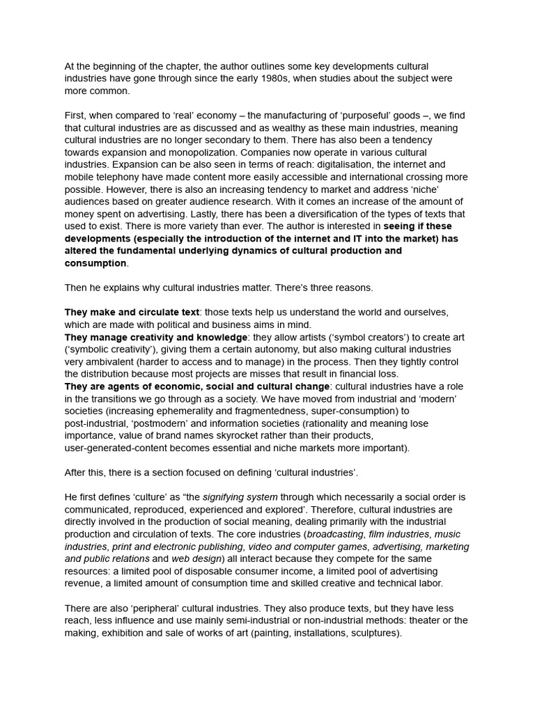 01 Cultural Industries Report | PDF | Liberal Arts Education | Economies