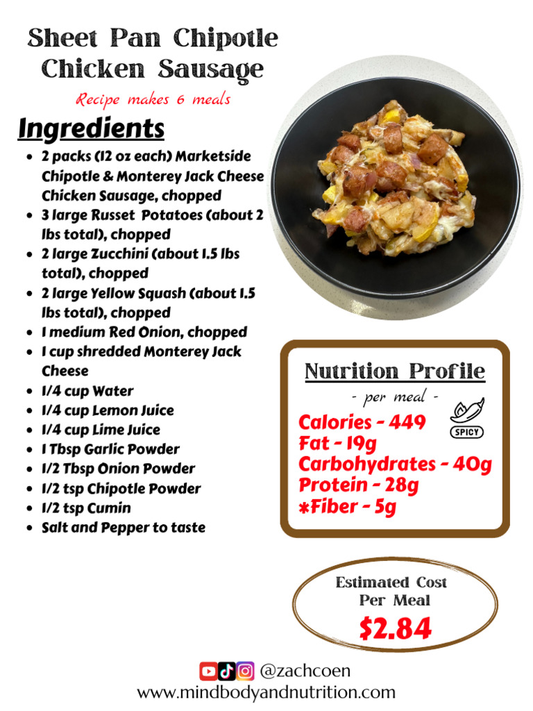 Sheet Pan Chipotle Chicken Sausage | Download Free PDF | Sausage | Grilling