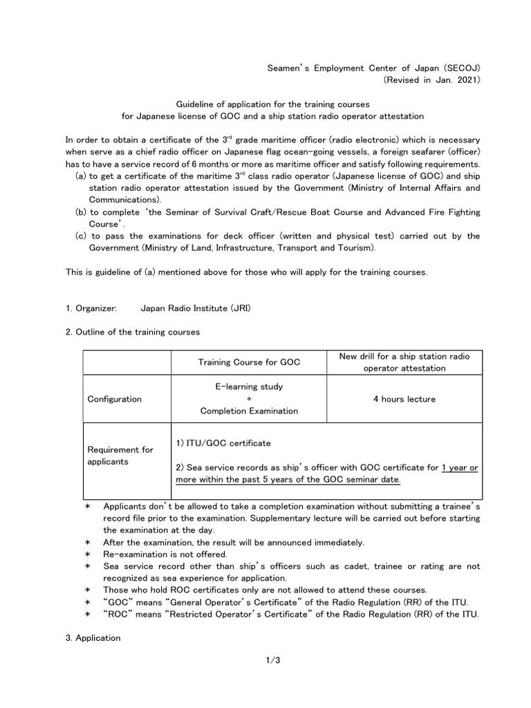 GOC Training Course Application Guide | PDF | Ships | Computing
