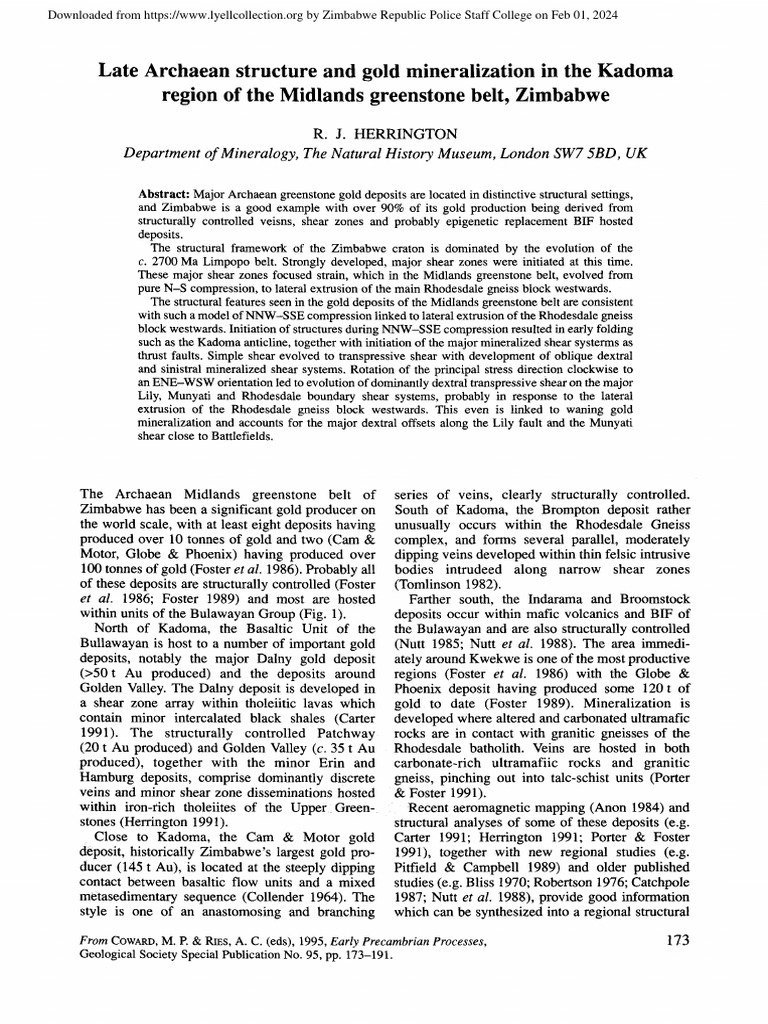 Herrington 1995 Late Archaean Structure and Gold Mineralization in The ...
