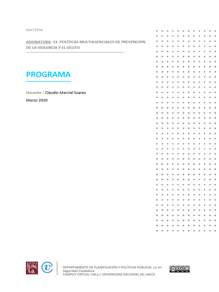 Programa Politicas Multiagenciales De Prevencion Del Delito Y La