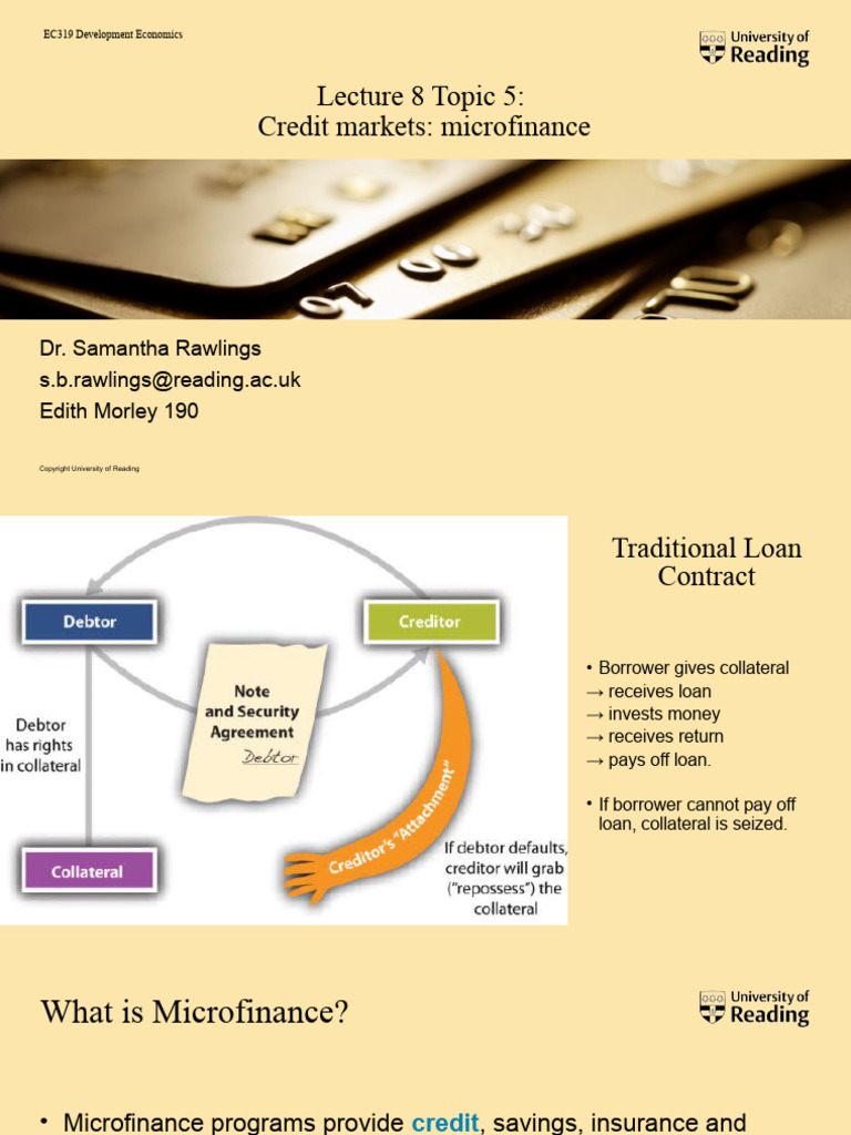 Lecture 8 Topic 4 Microfinance - Bbslides | PDF | Microfinance | Loans