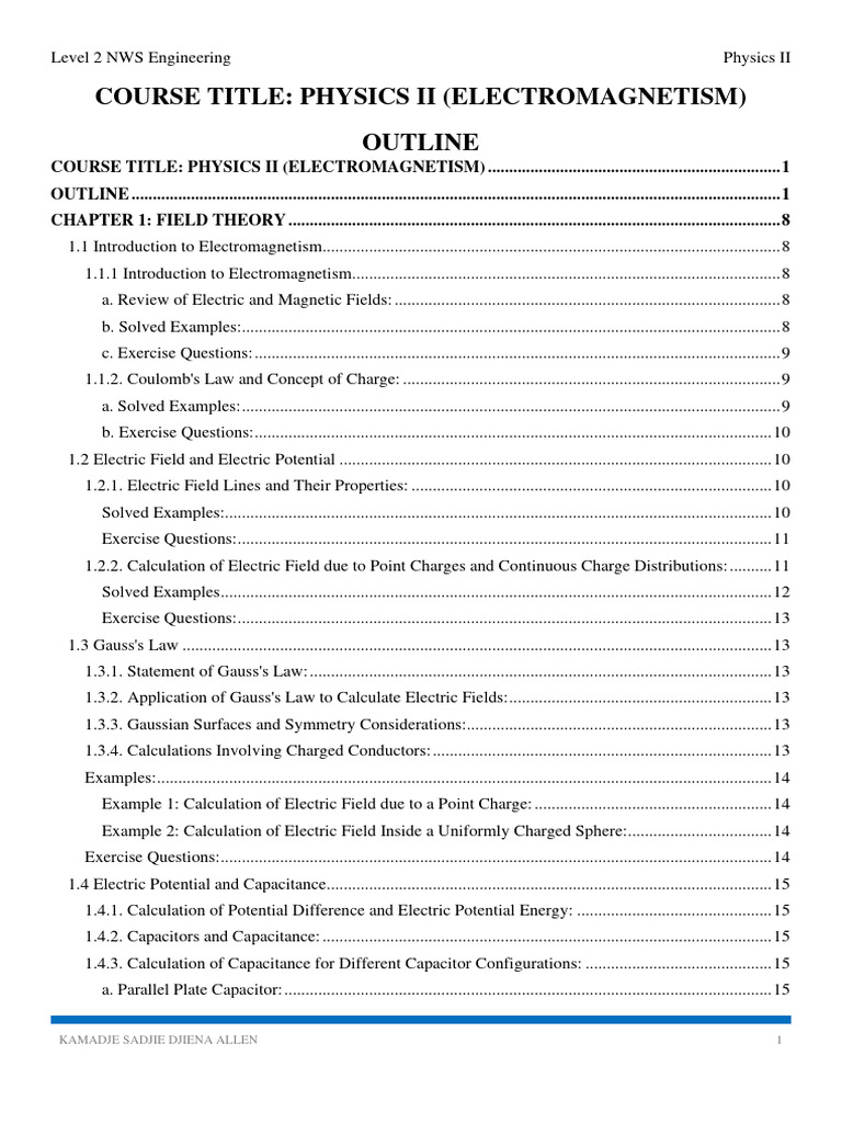 Engineering Physics II Electromagnetism | PDF | Electric Field | Electromagnetic Induction