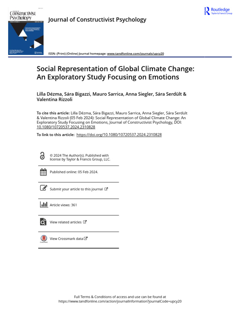 Social Representation of Global Climate Change An Exploratory Study ...