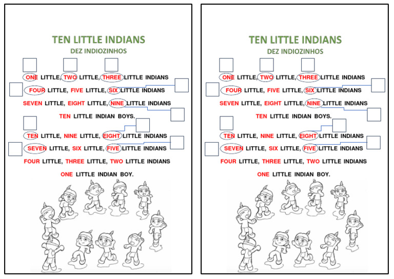 Ten Little Indians - 1st Grade | PDF