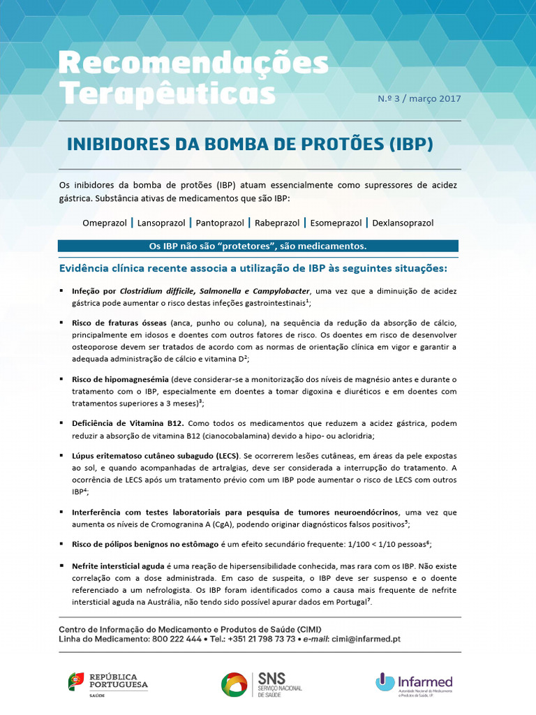 Inibidores Da Bomba de Protões | PDF | Remédio | Causas de morte