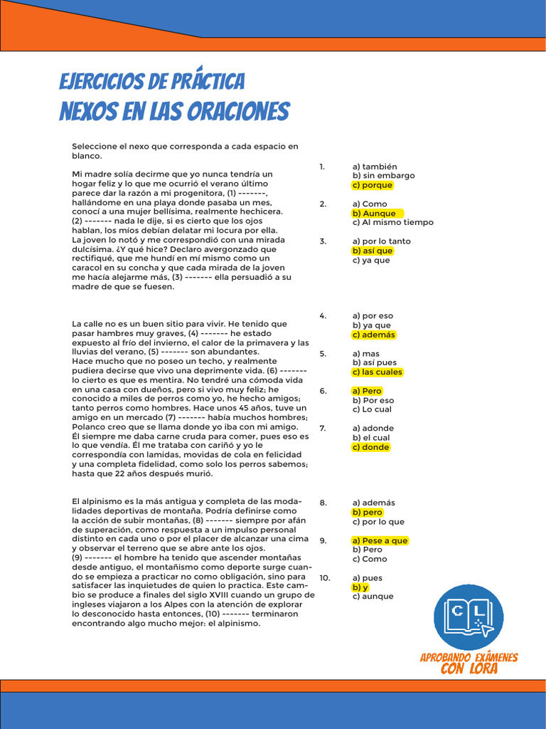Ejercicios nexos | PDF