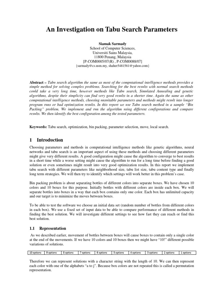 Tabu Search | Download Free PDF | Mathematical Optimization | Genetic Algorithm