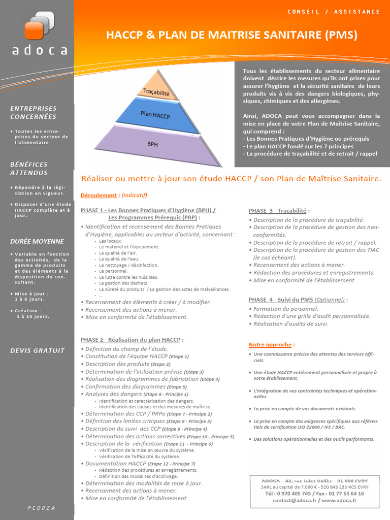 ADOCA FCO02A Conseil HACCP 26 PMS | PDF | Analyse des dangers et points ...
