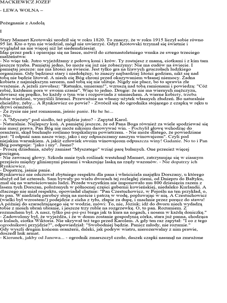 Mackiewicz Józef - Lewa Wolna | PDF
