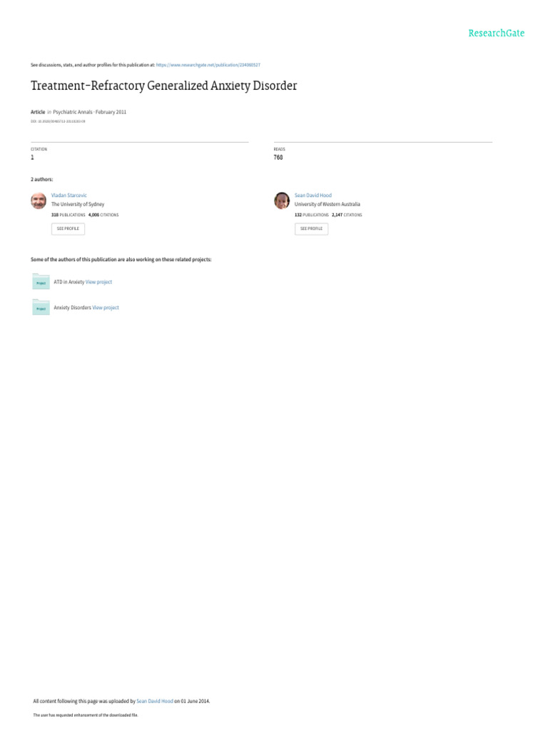 Refractory GADfinal | PDF | Generalized Anxiety Disorder | Benzodiazepine