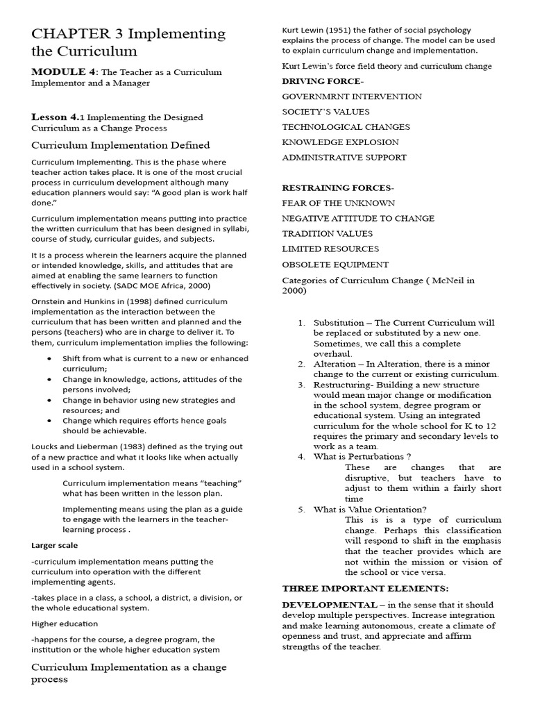 Curriculum Implementation Strategies | PDF | Curriculum | Educational ...