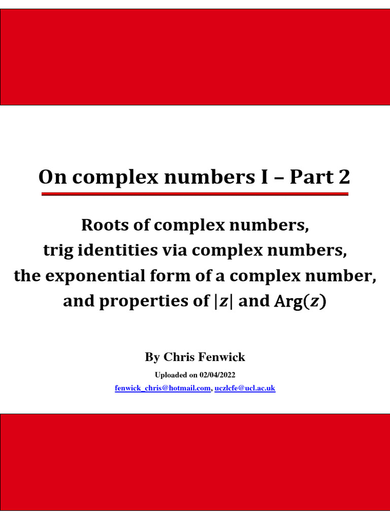 Maths - Complex Numbers 01 - Part 2 | PDF | Complex Number | Numbers