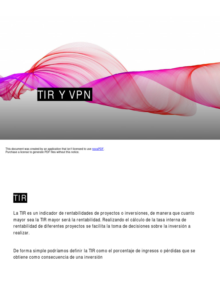 Tir y VPN | Descargar gratis PDF | Tasa interna de retorno | Economía ...
