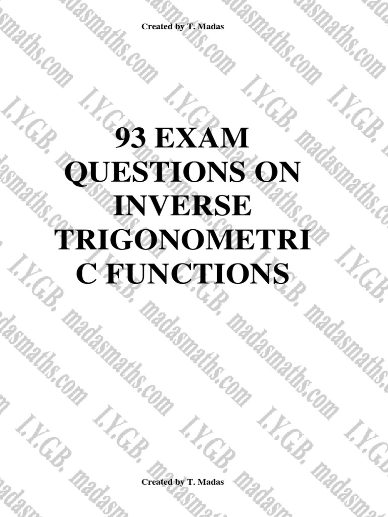 Trigonometric Inverse Functions Download Free Pdf Trigonometric Functions Equations