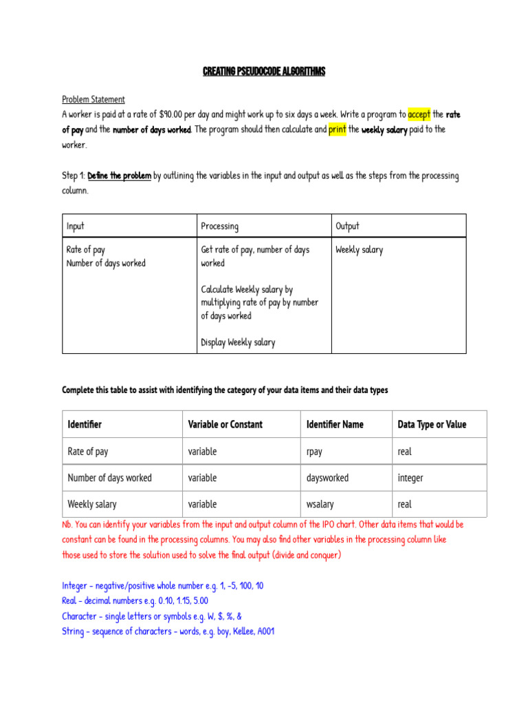 Creating Pseudocode Algorithm Pdf Algorithms Numbers