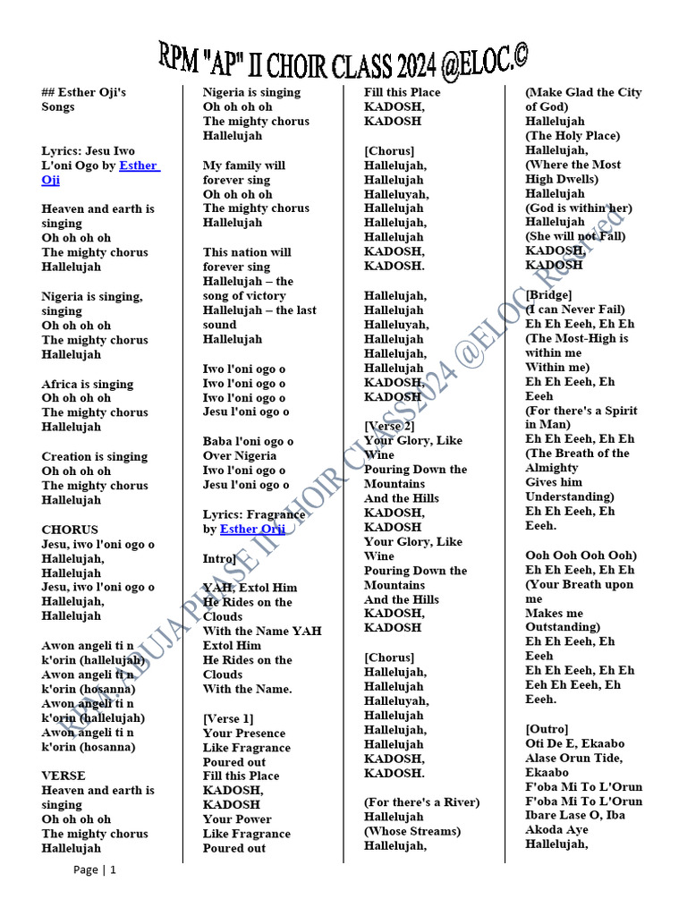 RPM Choir Class Note | PDF | Trinity | Glory (Religion)