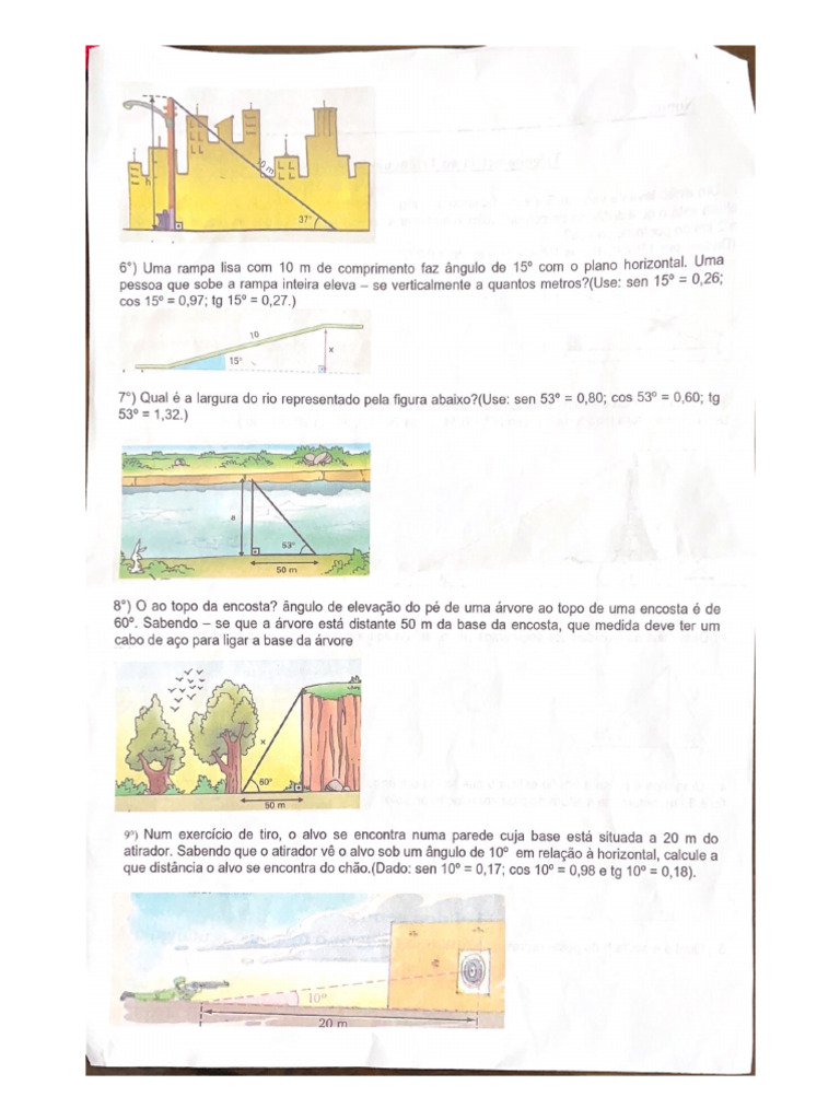 6°) Uma Rampa Lisa Com 10 M de Comprimento Faz Ângulo de 15° Com o ...
