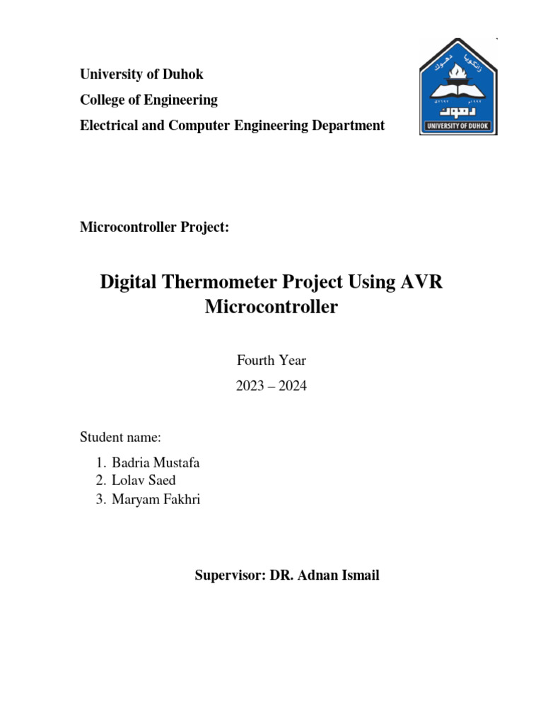 Digital Thermometer Using AVR Microcontroller | PDF | Microcontroller | Sensor