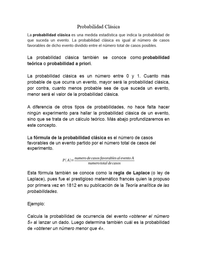 Probabilidad Clásica | PDF | Probabilidad | Science