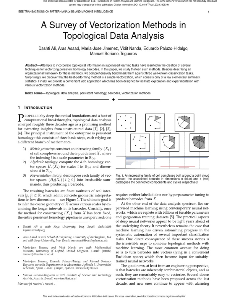 A Survey of Vectorization Methods in Topological Data Analysis | PDF | Curve | Mathematics