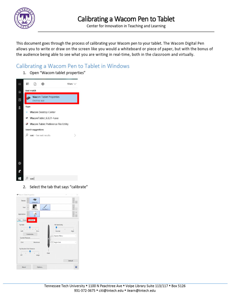 Calibrating Wacom Pen | PDF