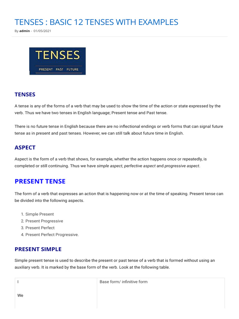 Tenses Basic 12 Tenses With Examples - Dukarahisi - 1620817234738 | PDF ...