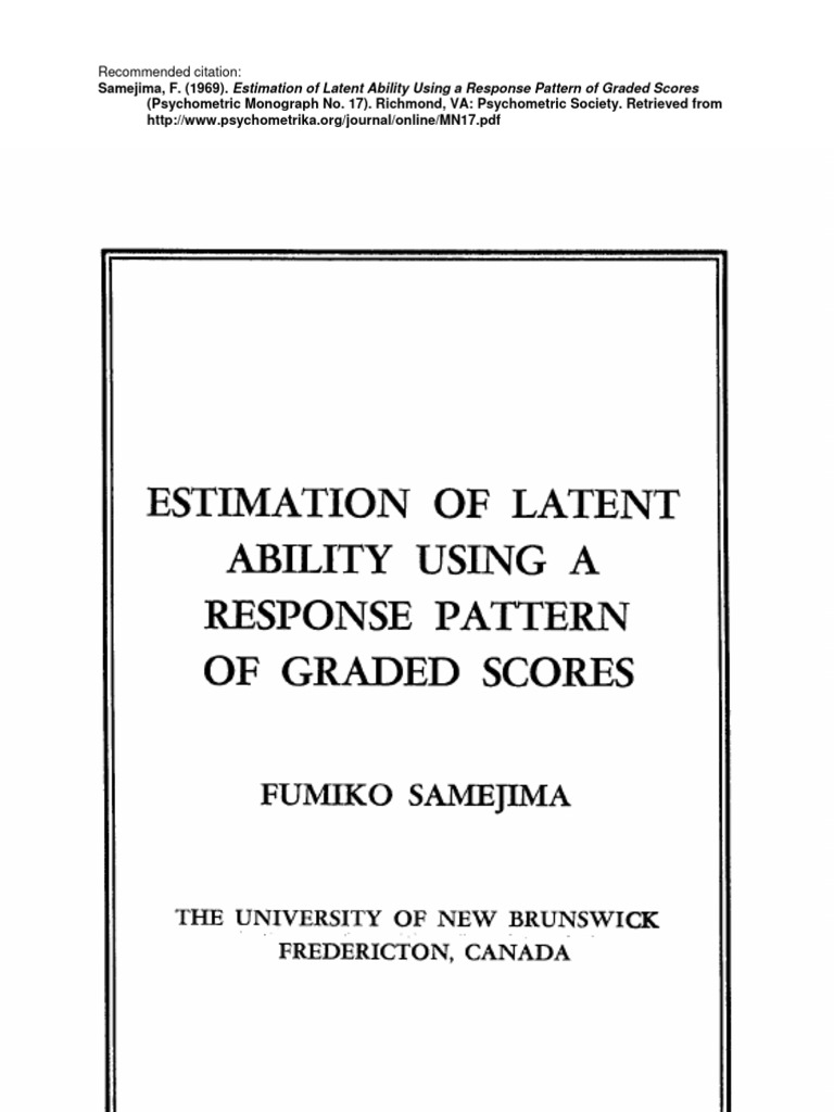 Samejima, 1969 | PDF | Estimator | Function (Mathematics)