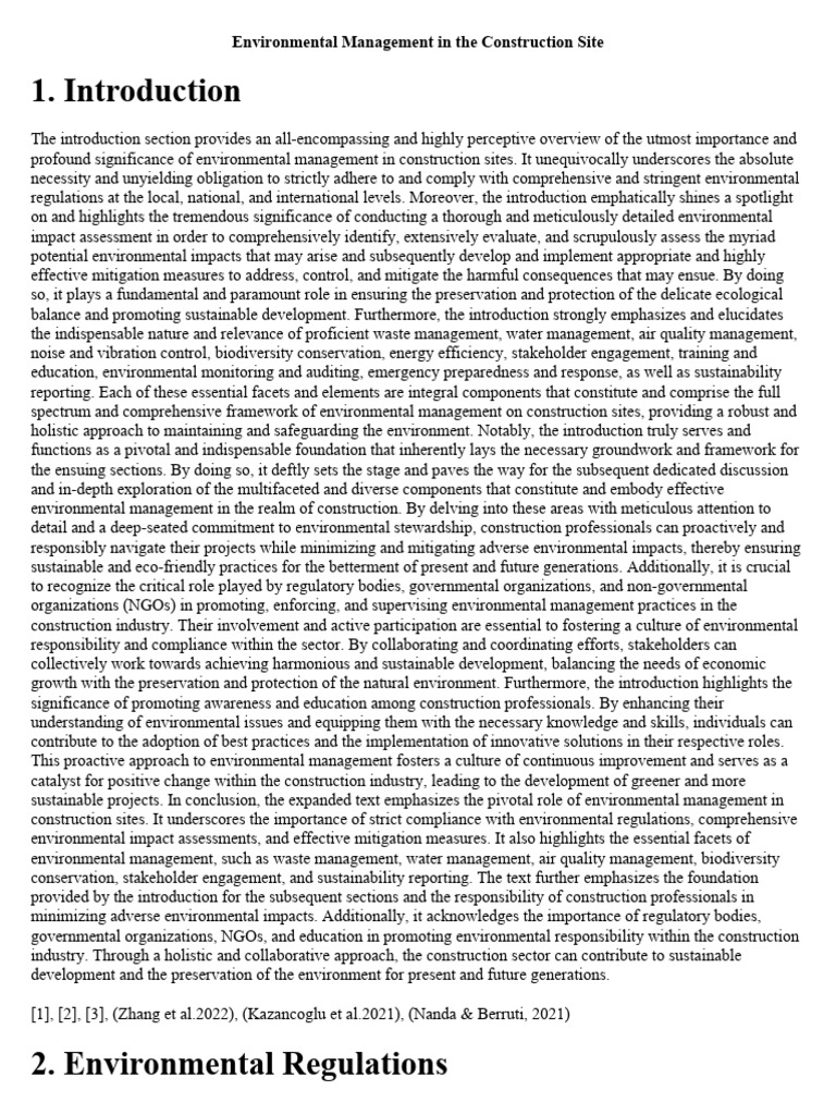 Environmental (Management in The Construction Site) | PDF ...