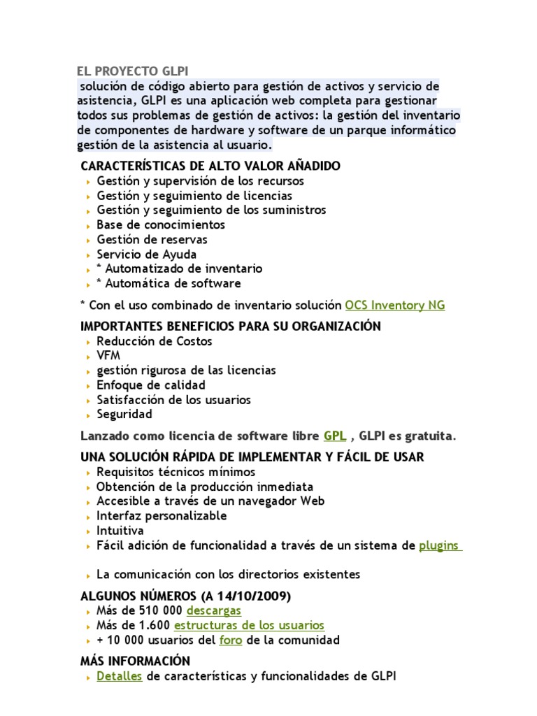 El Proyecto GLPI | PDF | Usuario (informática) | Aplicación web