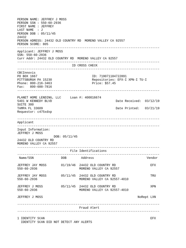 Consumer ID & Credit Verification Report | PDF | Credit History | Credit