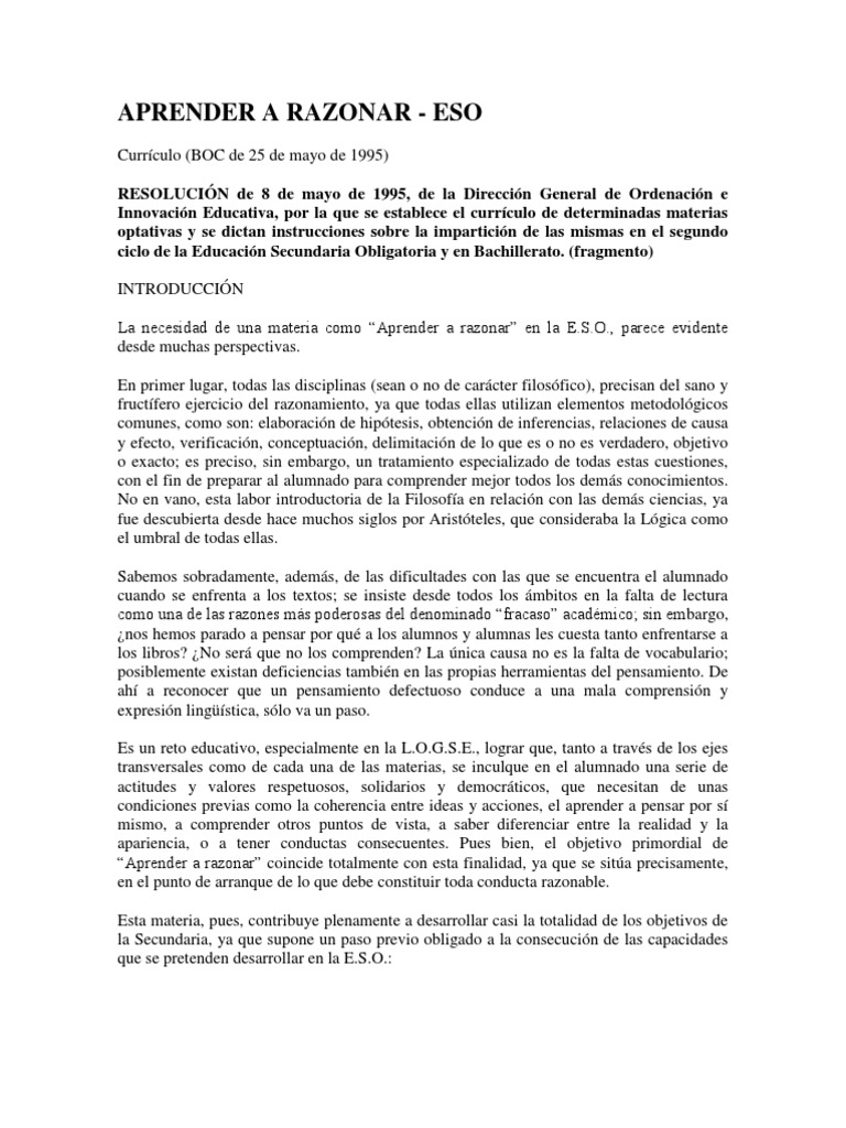 Aprender A Razonar | PDF | Razón | Conocimiento
