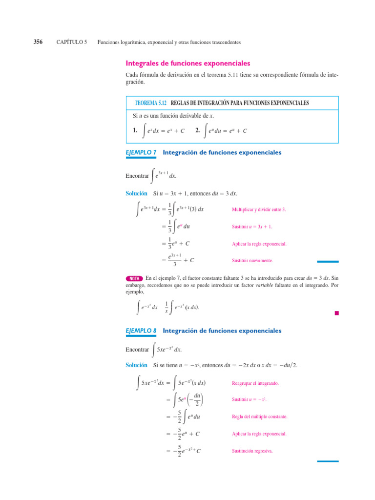 Integrales de funciones exponenciales | PDF | Integral | Funcion exponencial