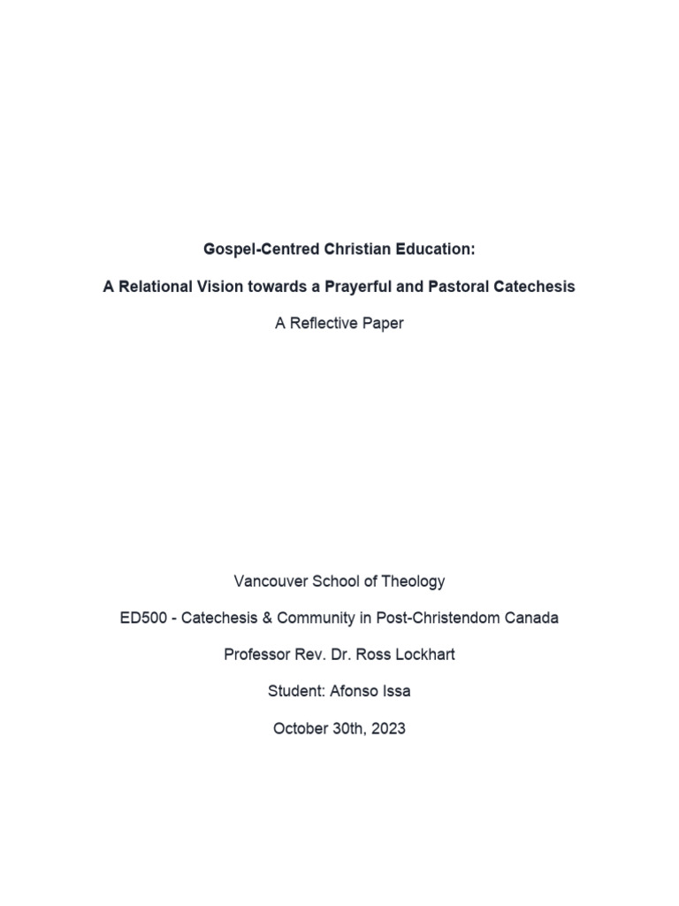 Afonso Issa - Reflective Paper On Christian Education | PDF | Jesus ...