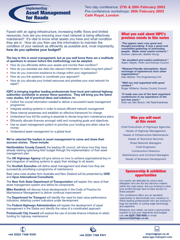 Assest Management of Roads | PDF | Asset Management | Road