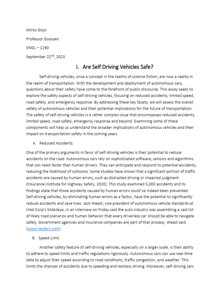 Mirko Gojic - Research Proposal | PDF | Traffic Collision | Road ...