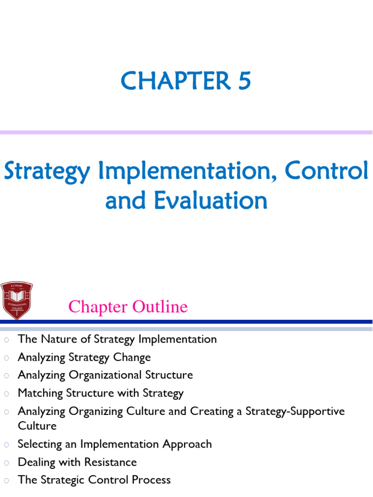 Chapter 5 Strategy Implementation, Control and Evaluation | PDF ...
