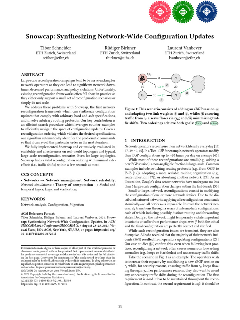 Paper - Snowcap | PDF | Routing | Computer Engineering