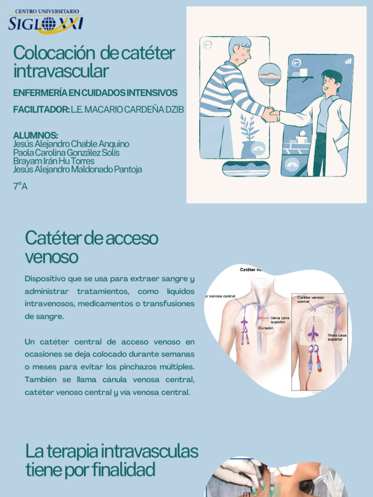 Colocación de Catéter Venoso Central | PDF | Terapia intravenosa | Medicina