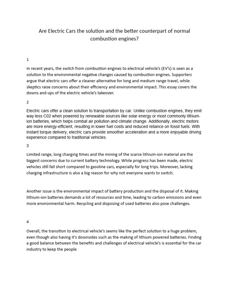 Essay Electric Cars | PDF