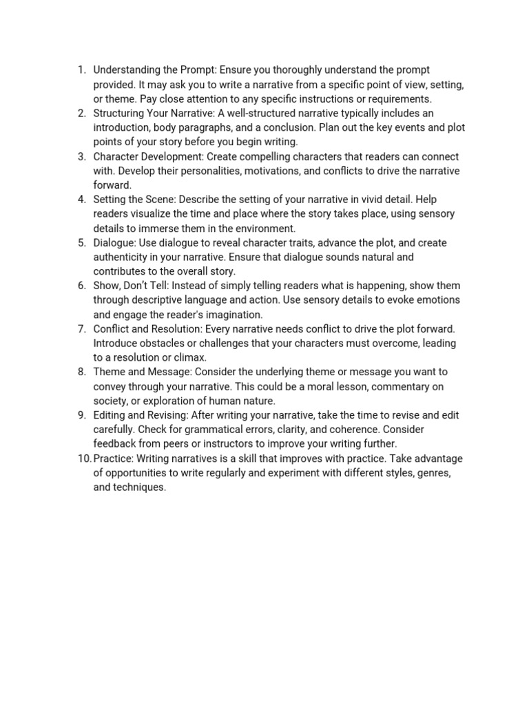 Narrative Writing 1 | PDF