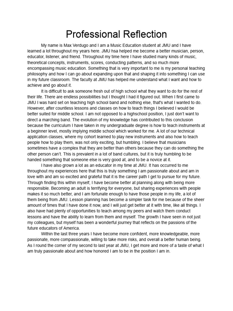 Professional Reflection | PDF | Music Education | Cognitive Science