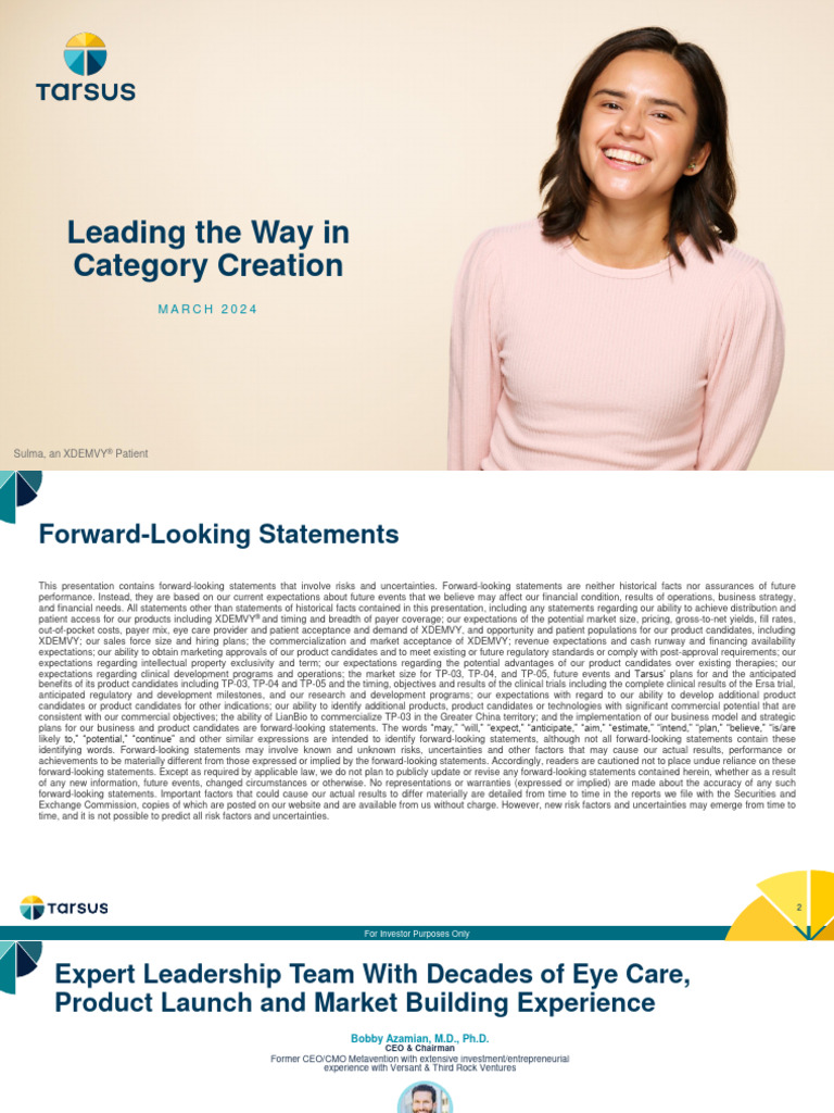Tarsus Corporate Presentation Website - March 2024 | PDF | Risk ...