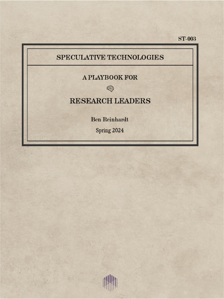 Research Leaders Playbook | PDF | Decision Making | Startup Company