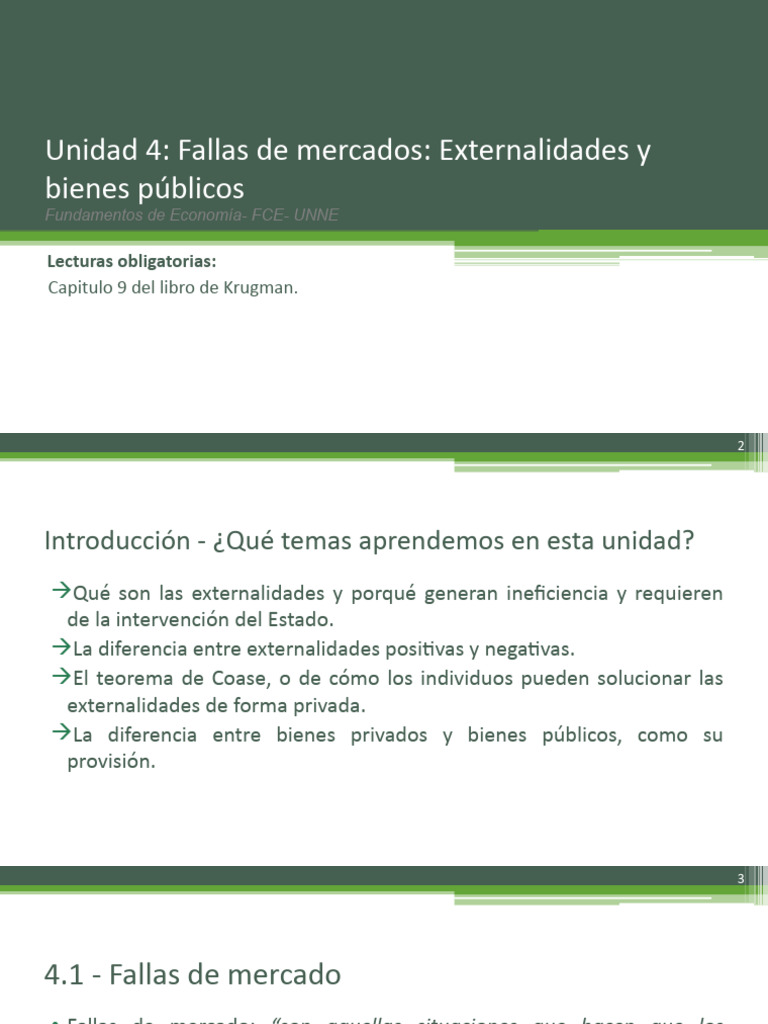 Unidad 4: Fallas de Mercados: Externalidades y Bienes Públicos | PDF | Exterioridad | Bienes