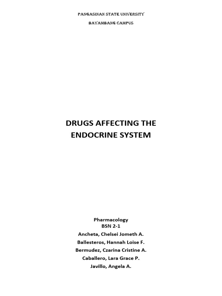 Endocrine System Drugs Overview | PDF | Insulin | Endocrine System